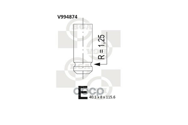 Клапан впускной 40.1x8x115.6 IN REN LAGUNA 1.8 (F3P) 96- шт. Bga арт. V994874