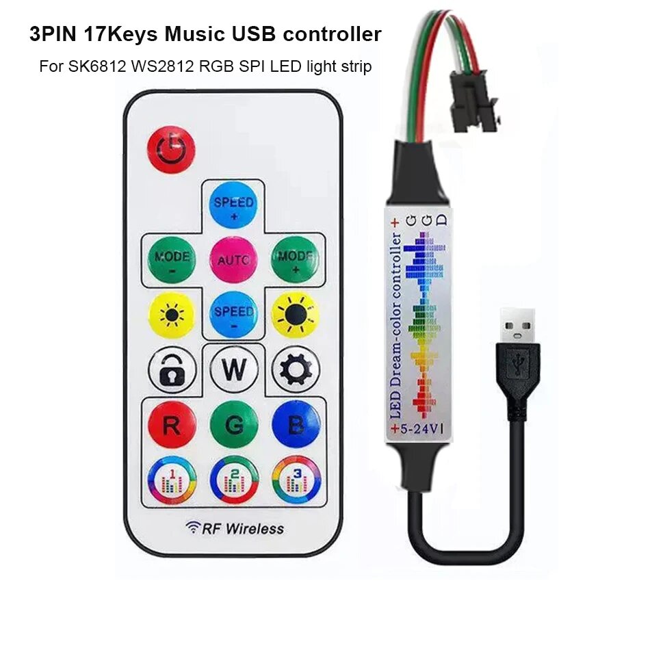 RGB контроллер 3PIN Music USB для светодиодных лент
