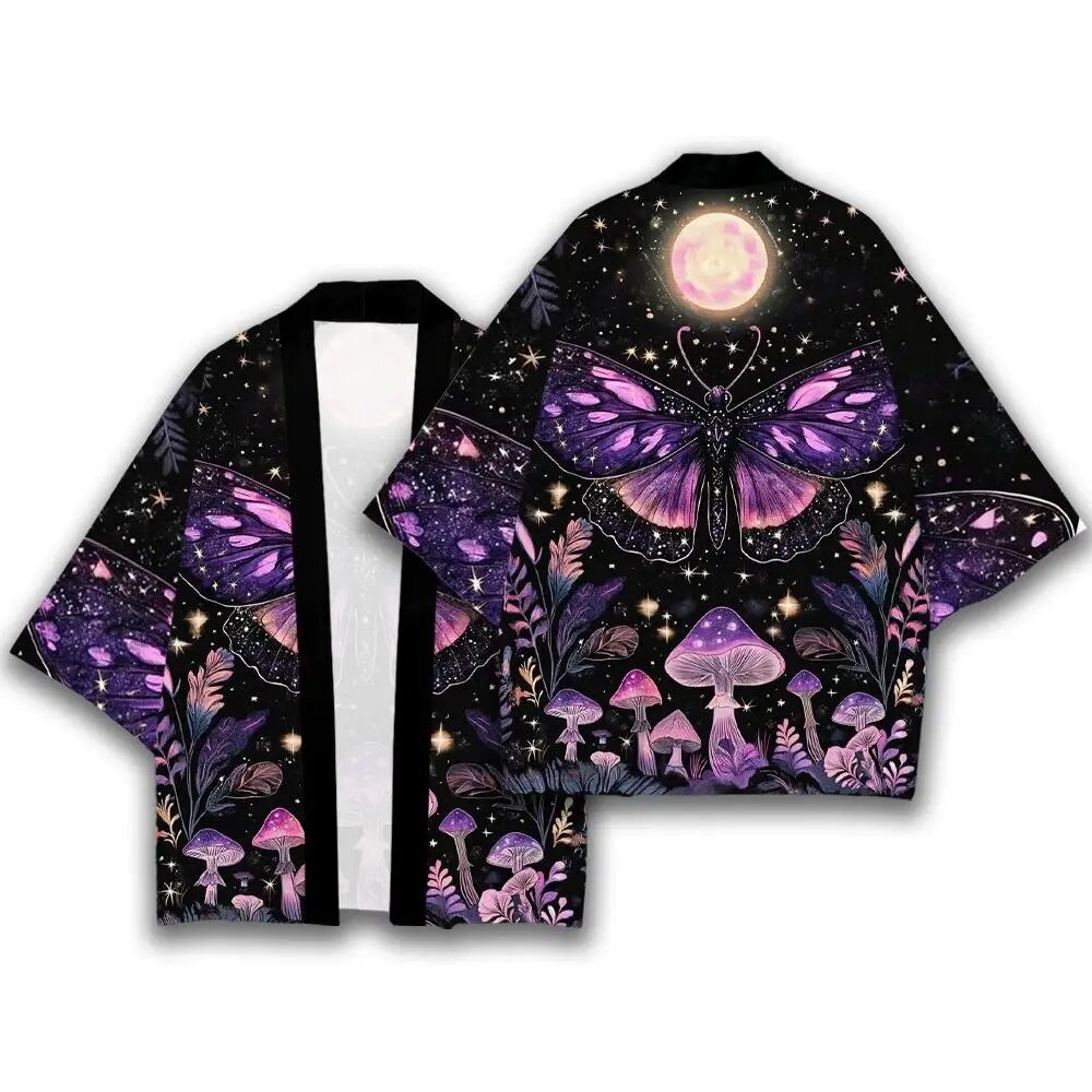 Кимоно Harajuku с бабочкой и грибами, Цвет: HHwd017961LJ
