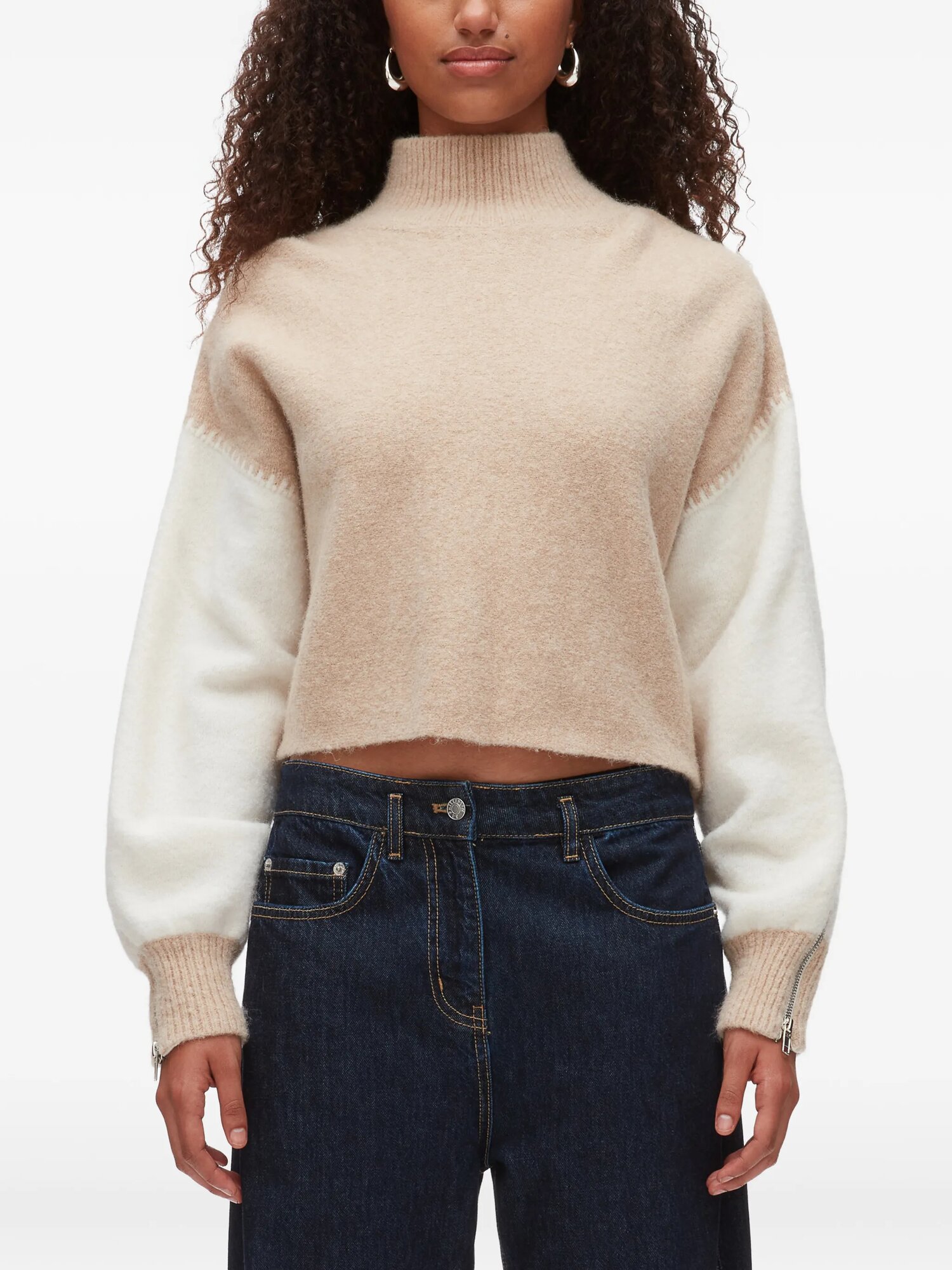 Свитер Colour-block zip-sleeve turtleneck