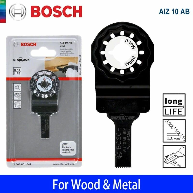 Лезвие для резки дерева и металла Bosch star Lock AIZ 10 AB для реставратора