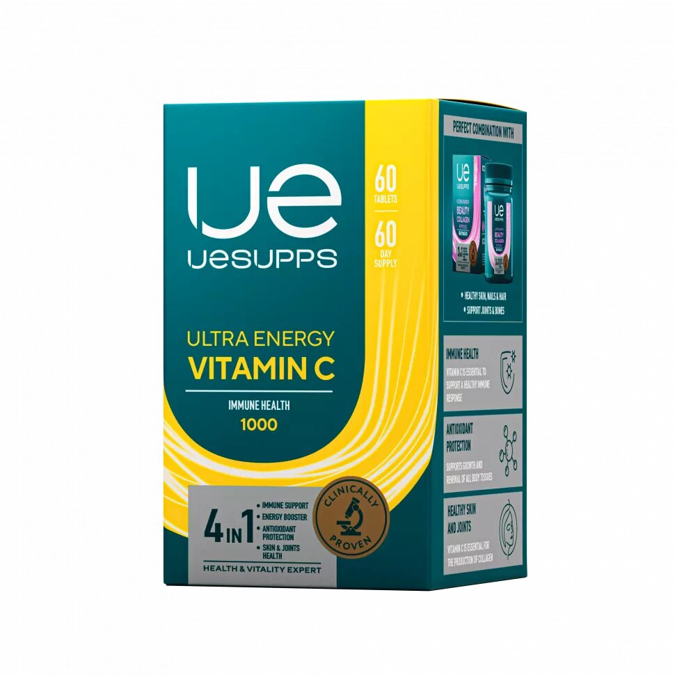 Комплекс с витамином С Vitamin С Ultra Energy 60 таблеток, поддержка иммунитета, сила и выносливость.