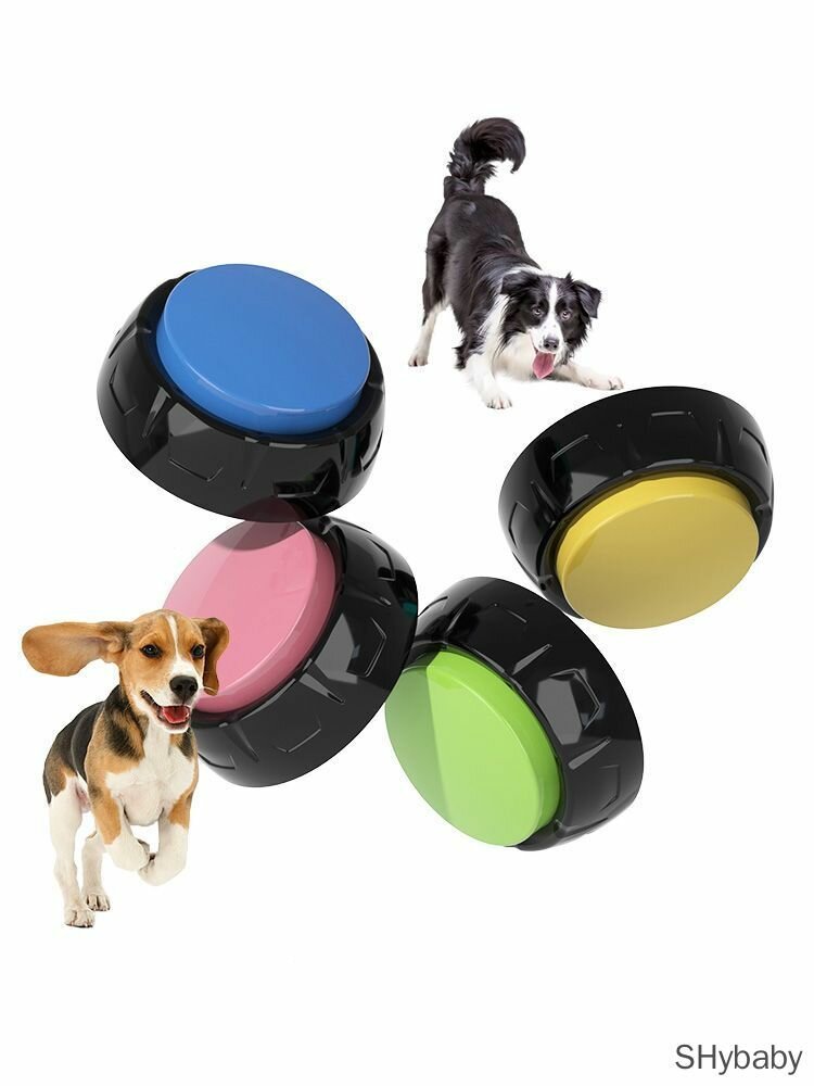 Кнопки - тренажер для дрессировки собак и кошек с аудиозаписью, Зоотовары для обучения животных, Кликер для дрессировки домашних животных и обучения детей, 4 кнопки