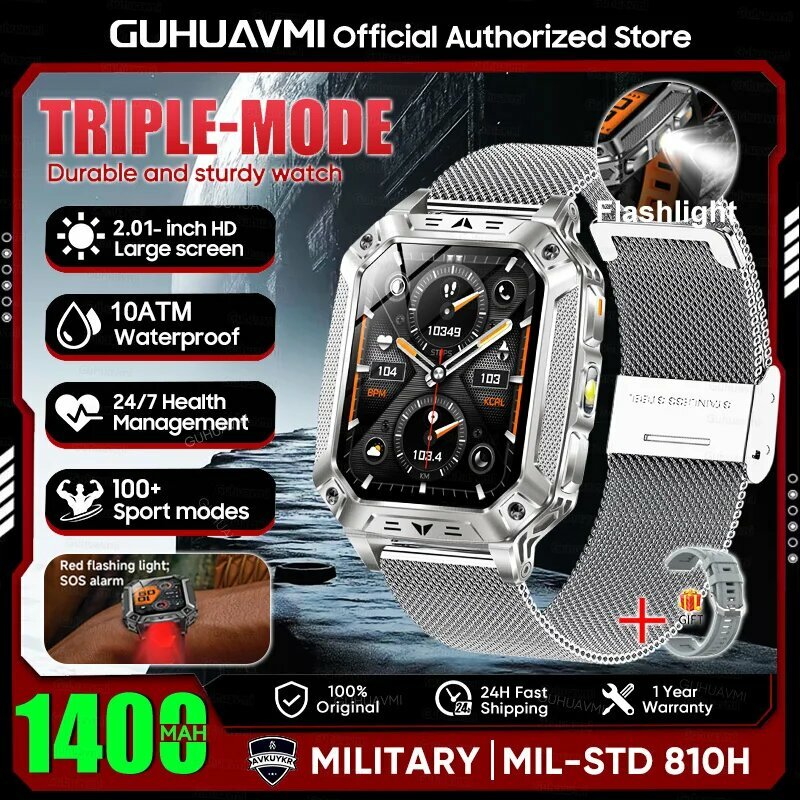 Умные часы GUHUAVMI Triple-Mode Silver Mesh