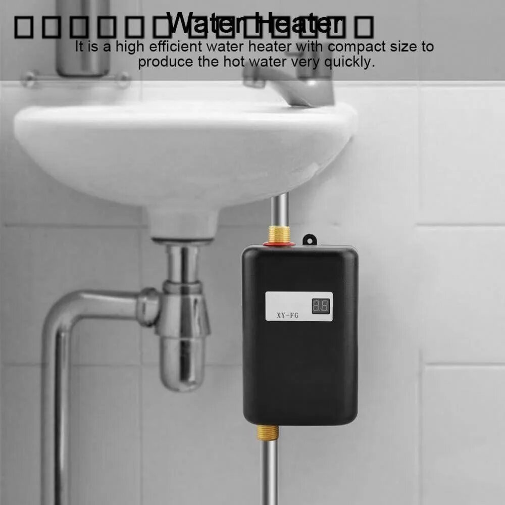Водонагреватель проточный электрический XY-FB 3.8 кВт, с дисплеем, мгновенный нагрев — фото 1