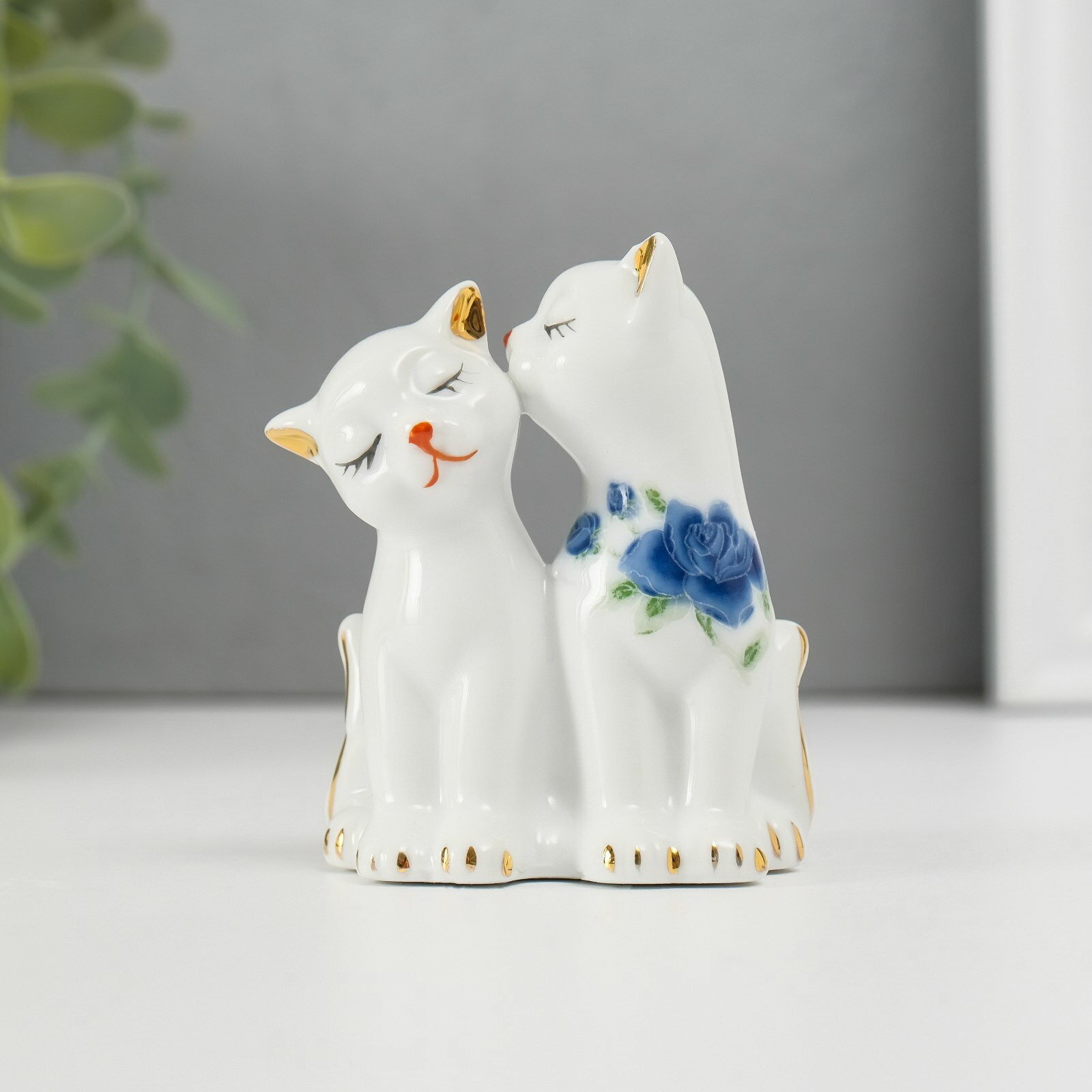 Фигурка керамика "2 киски неженки", 7.5x6 см, тематика праздника: 14 февраля