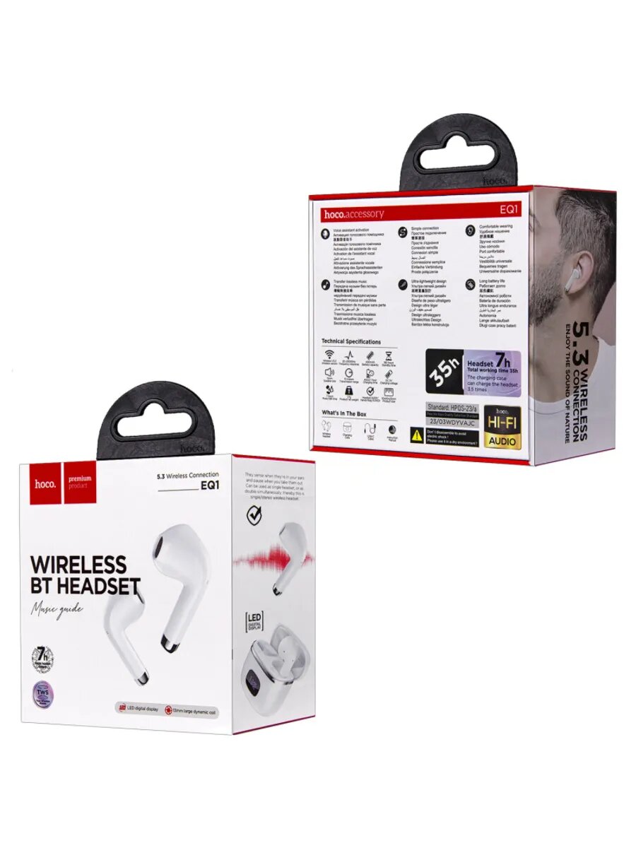 Гарнитура Wireless Bluetooth Headset EQ1 HOCO белая