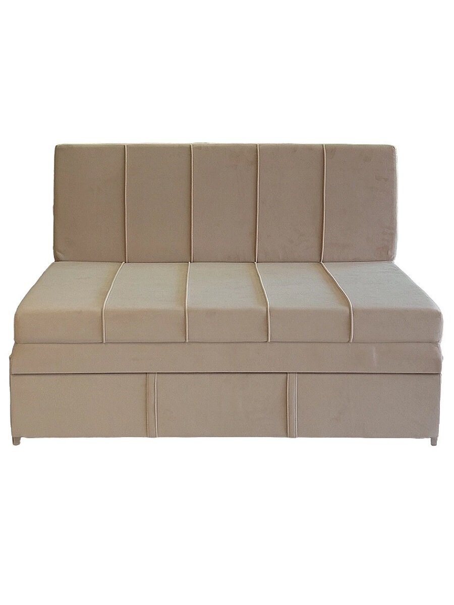 Диван-кровать StylChairs Сёма, ширина 130 см, без подлокотников, велюр бежевый