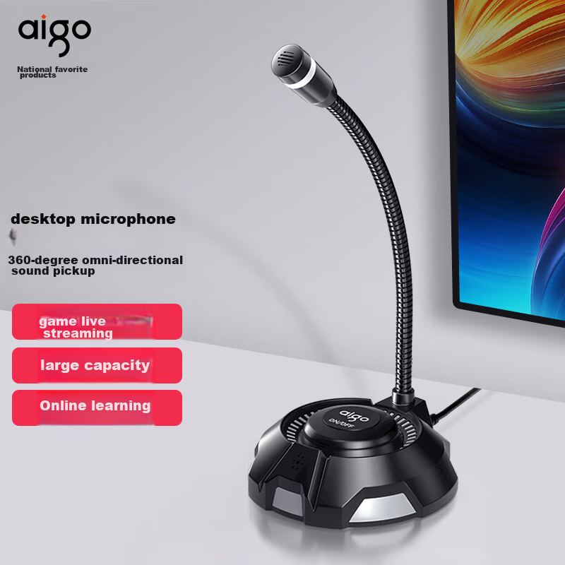 Aigo K1 Проводной конденсаторный микрофон для ПК ноутбука - голосовая запись для игр стриминга онлайн-уроков