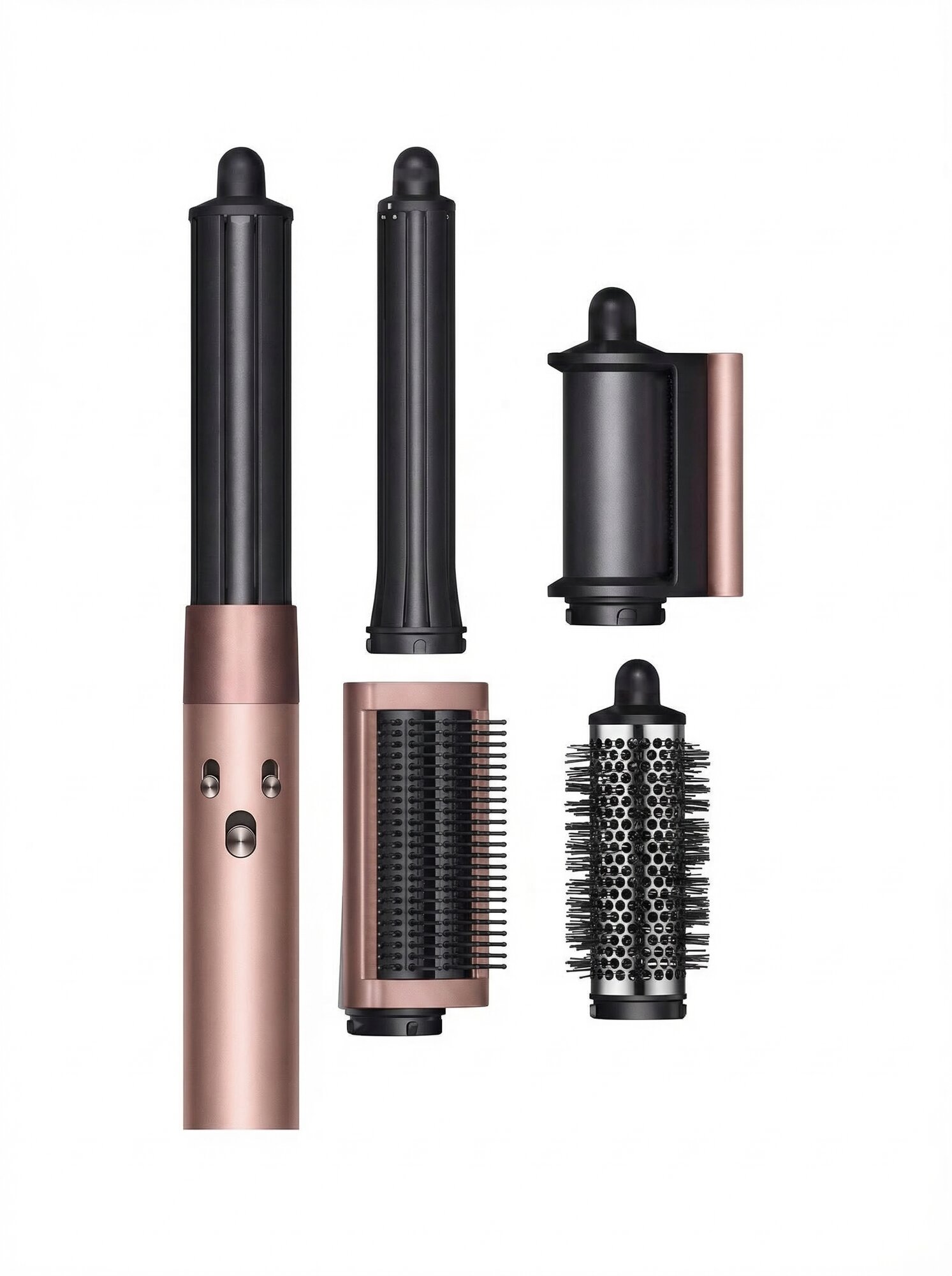 Профессиональный стайлер для волос, плойка для локонов, фен с насадками для укладки расческа 5 в 1, розовое золото