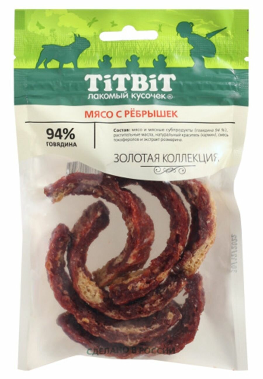 Мясо с рёбрышек для собак Золотая коллекция 70 г Титбит