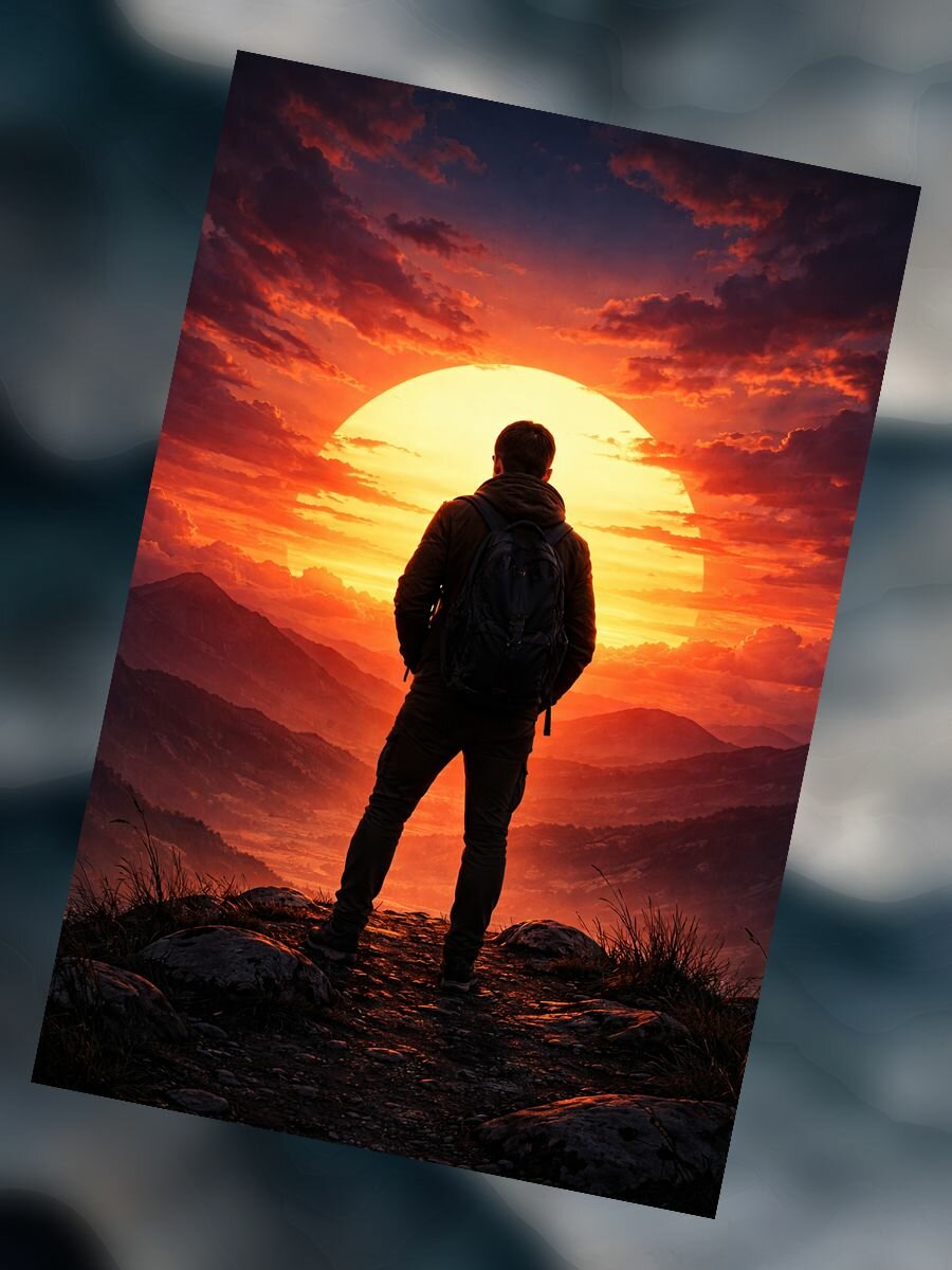 Постер "Герой на закате", 29.7х42см, А3, глянцевый