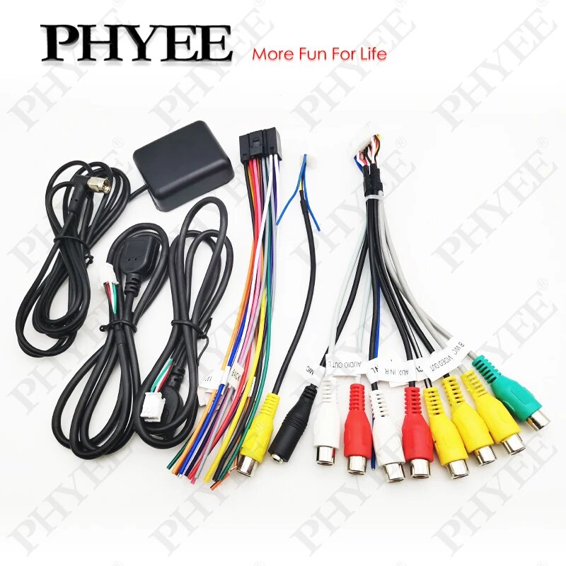 Комплект 16-контактных жгутов проводов, USB-адаптер, GPS-антенна, микрофон-видео CVBS Audio Aux RCA, кабель Wi-Fi, для универсальной автомобильной системы Android