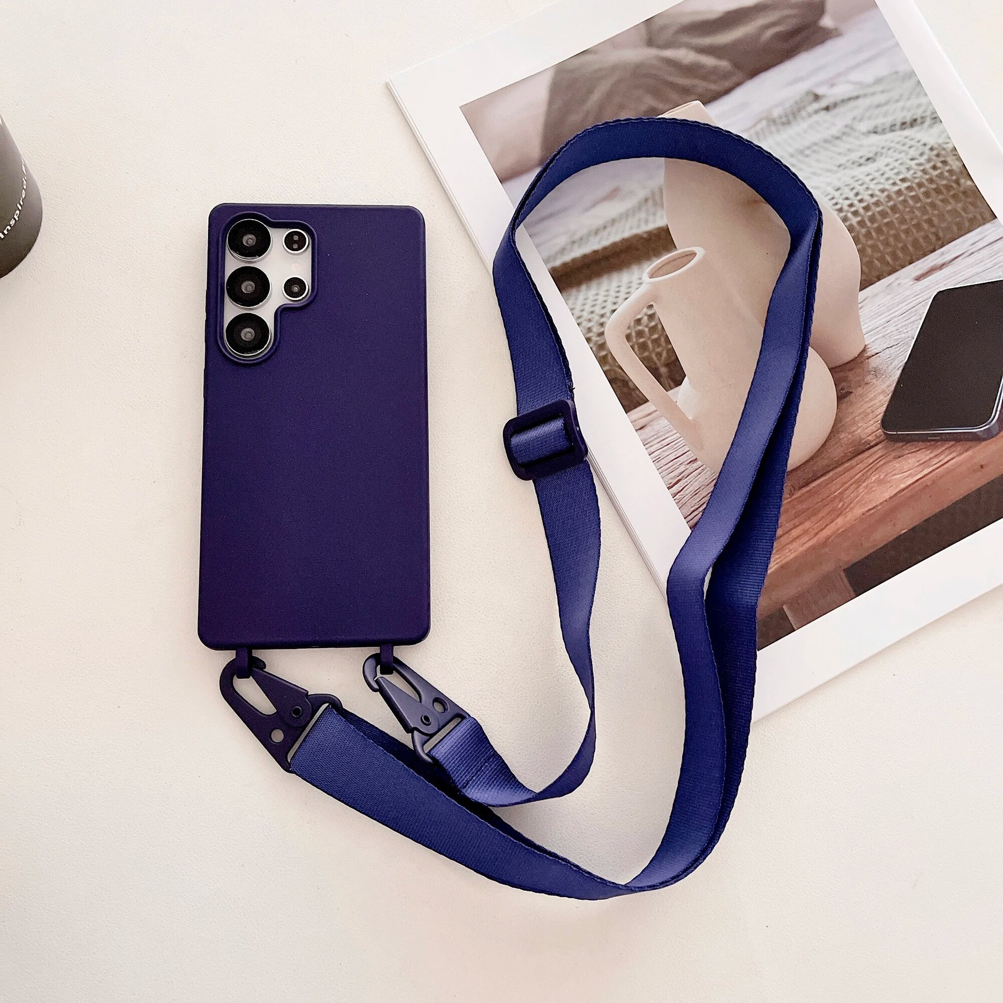 Чехол Galaxy S24 Silicon ТПУ Case & Strap Navy Blue