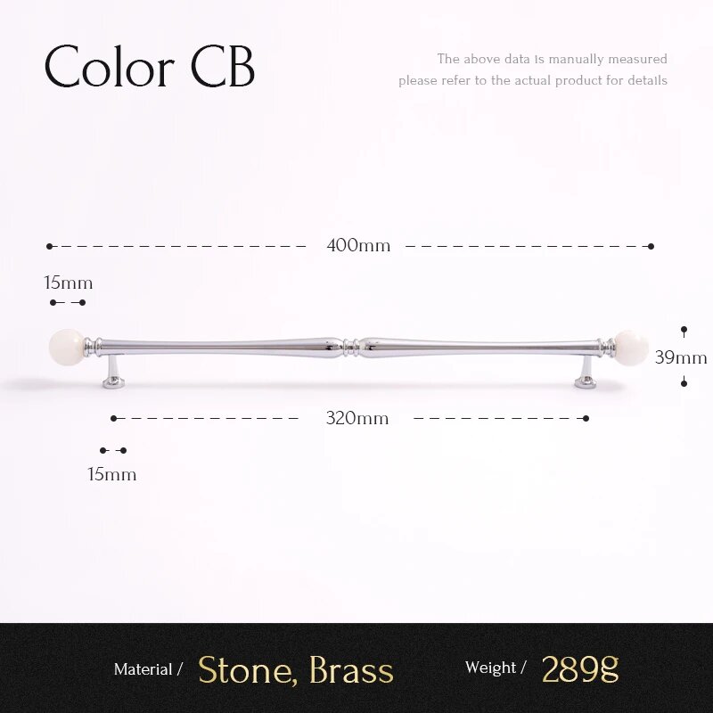 Ручки для шкафов латунные с хрусталем, CB-320.25-White pine