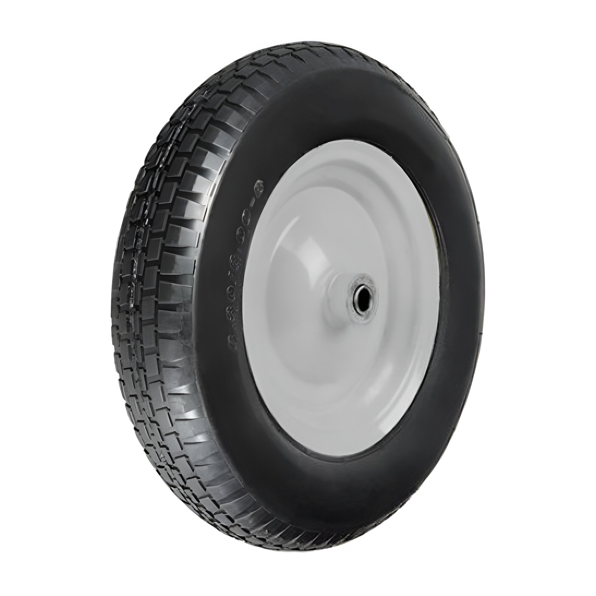 Колесо для тачки полиуретановое (бескамерное), размер 4.00-8, 380 мм, ось 16 мм