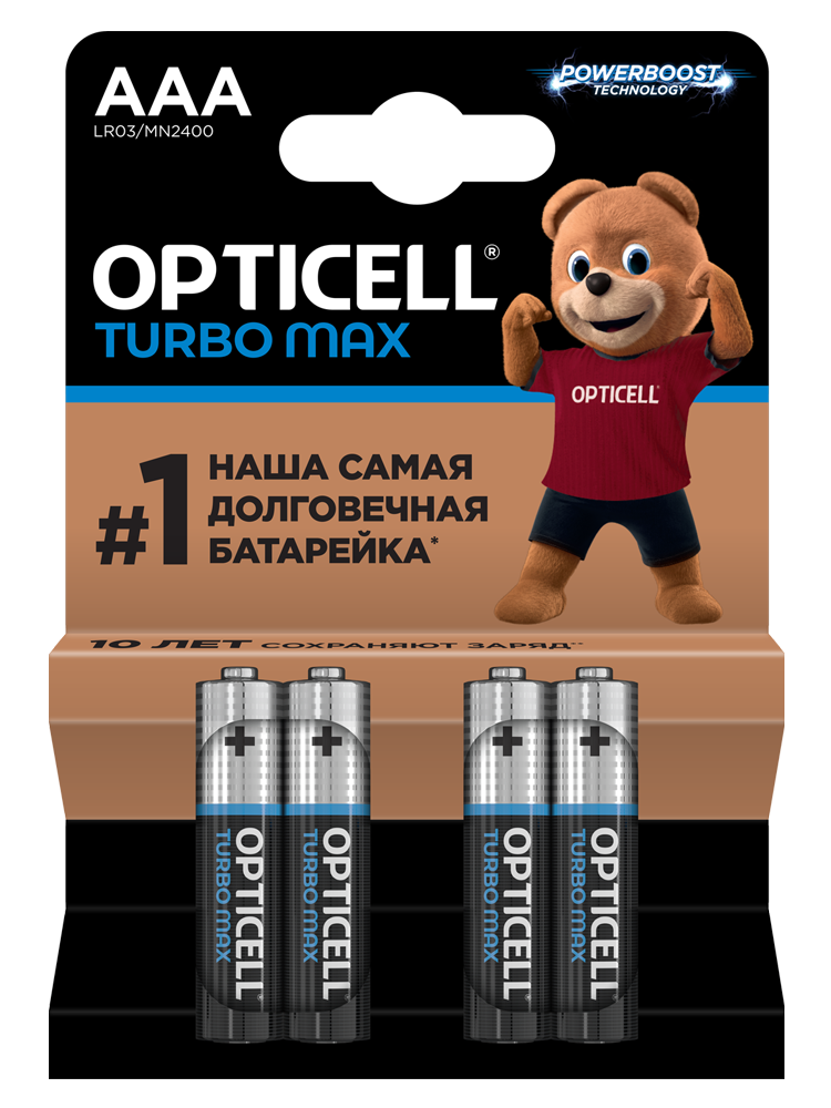 Батарейки Opticell Turbo Max, LR03, ААA, 4шт