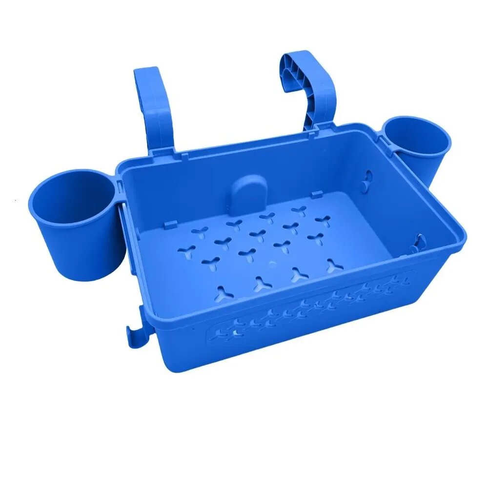 Аксессуары для плавания Пластиковый контейнер для хранения у бассейна с подстаканниками, синий