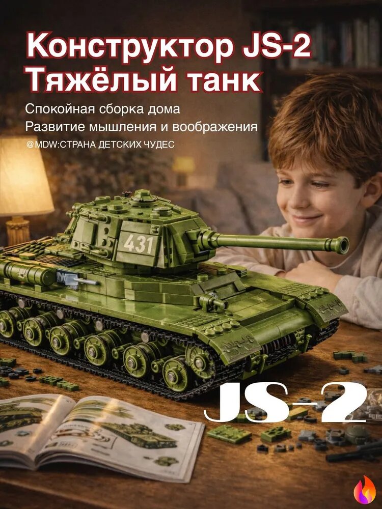 Радиоуправляемый танк JS-2 с вращением 360, игрушка для мальчиков, подарок на день рождения