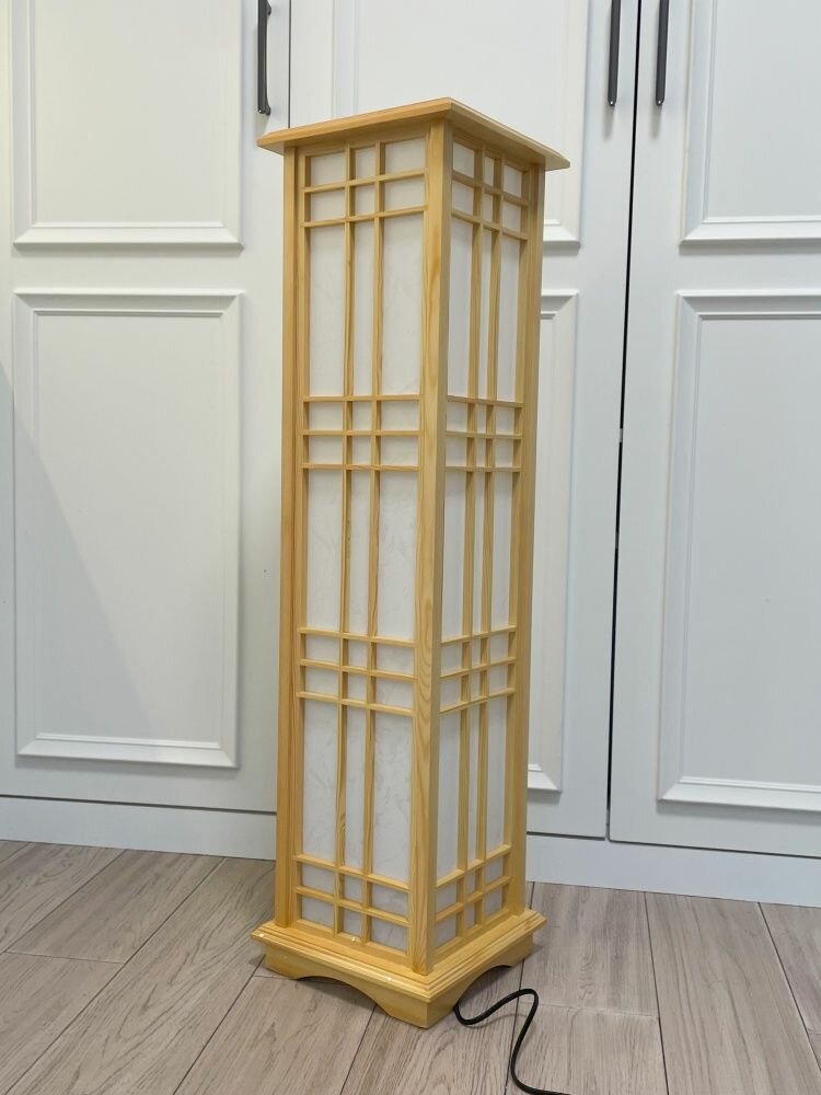 Торшер в японском стиле Азиатское освещение натуральная отделка 25x25x90 см — фото 1