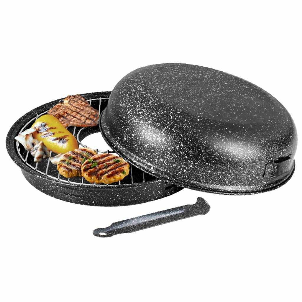 Сковорода гриль KELLI газ 33,5х10х33,5 см, антипригарное мраморное покрытие, съемная ручка, система эффективного распределения тепла (KL-060)