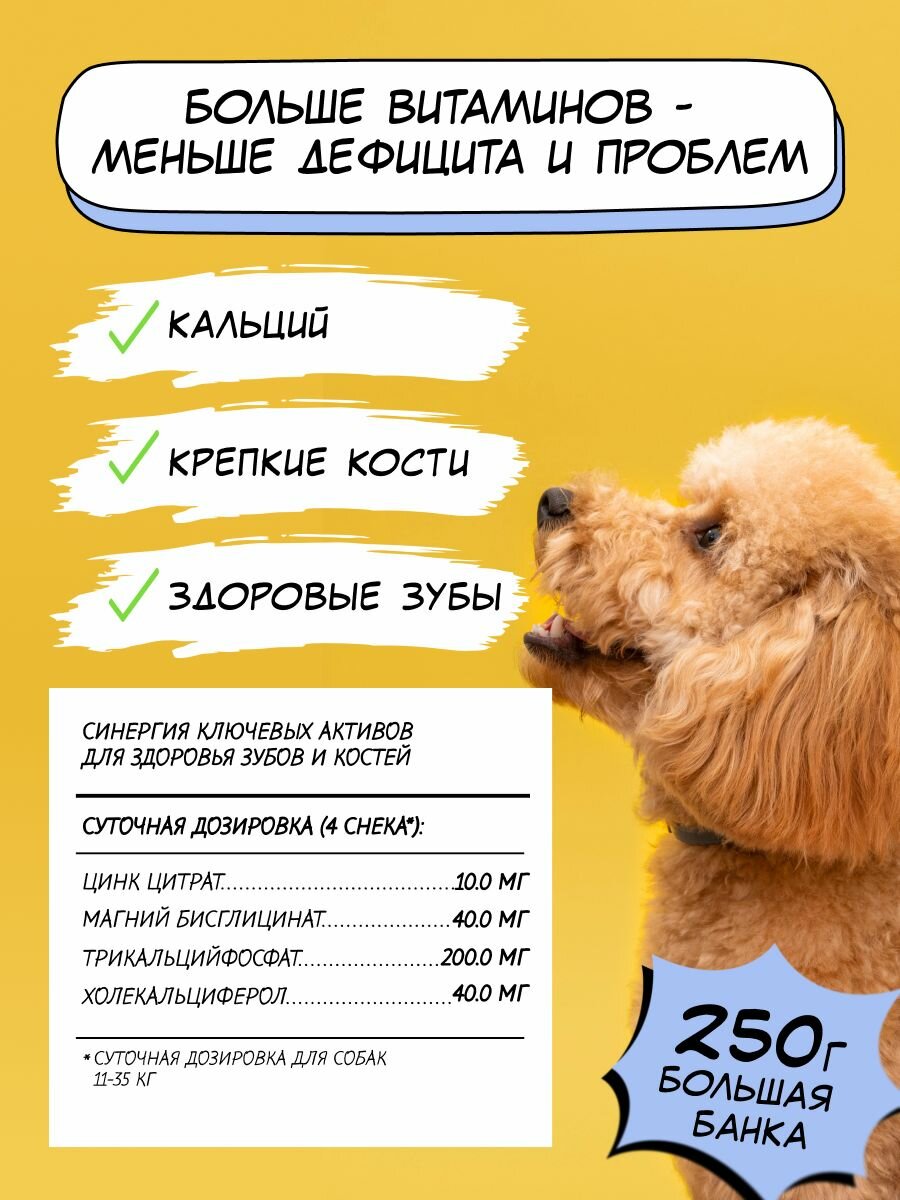Витамины для собак для здоровья зубов и десен с кальцием, фосфором и витамином D3, 250 г — фото 1