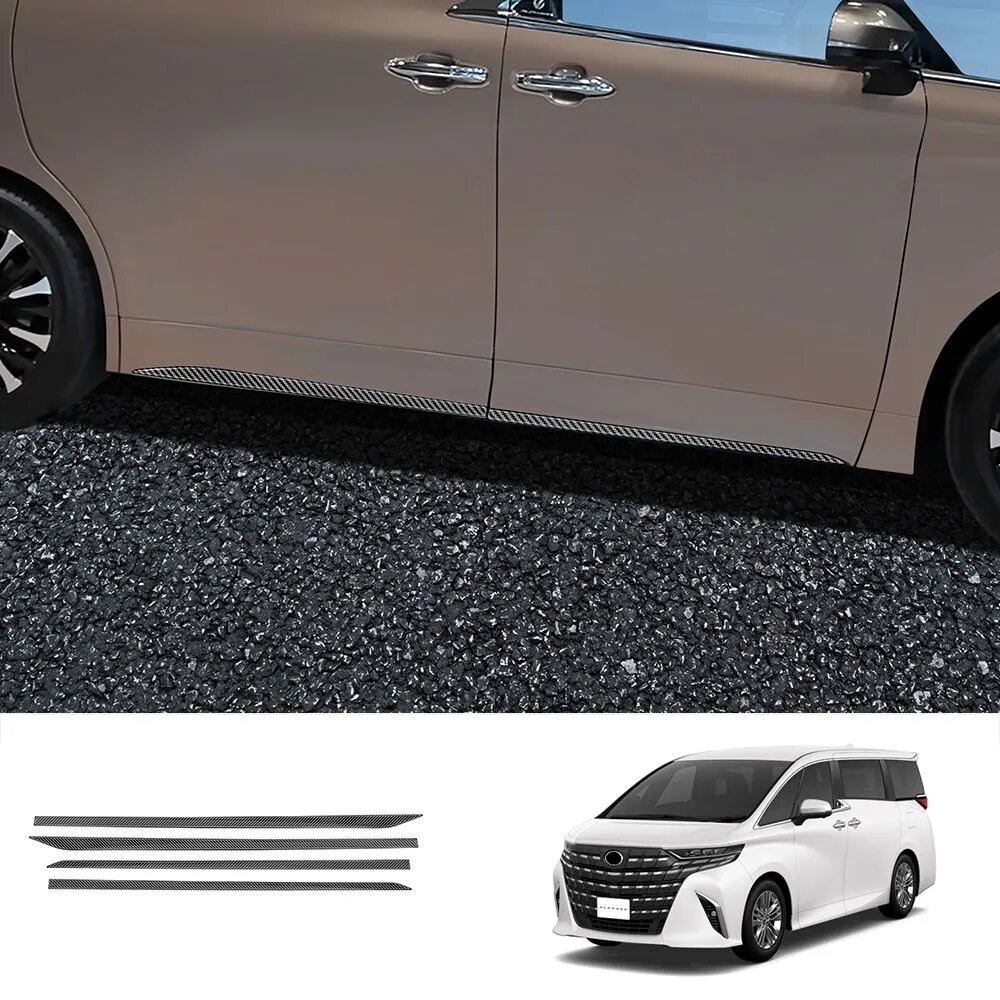 Молдинг автомобильный на Toyota Alphard 40,4 шт, для порогов, карбон, черно-серый