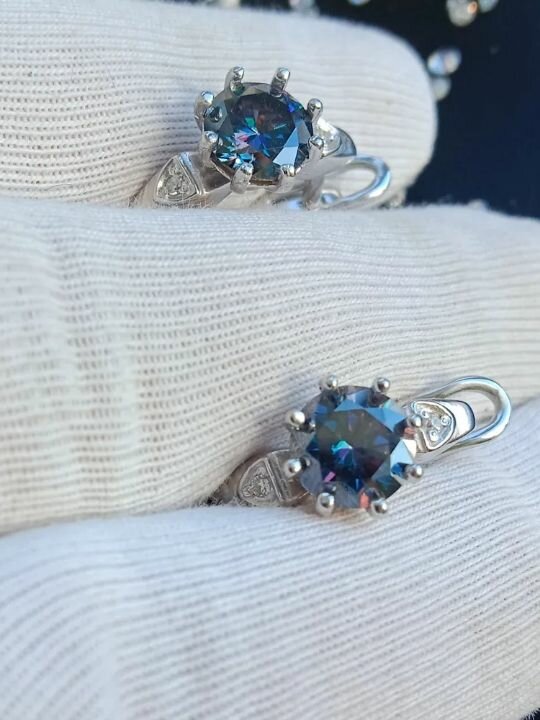 Серьги, серебро, 925 проба, родирование, фианит