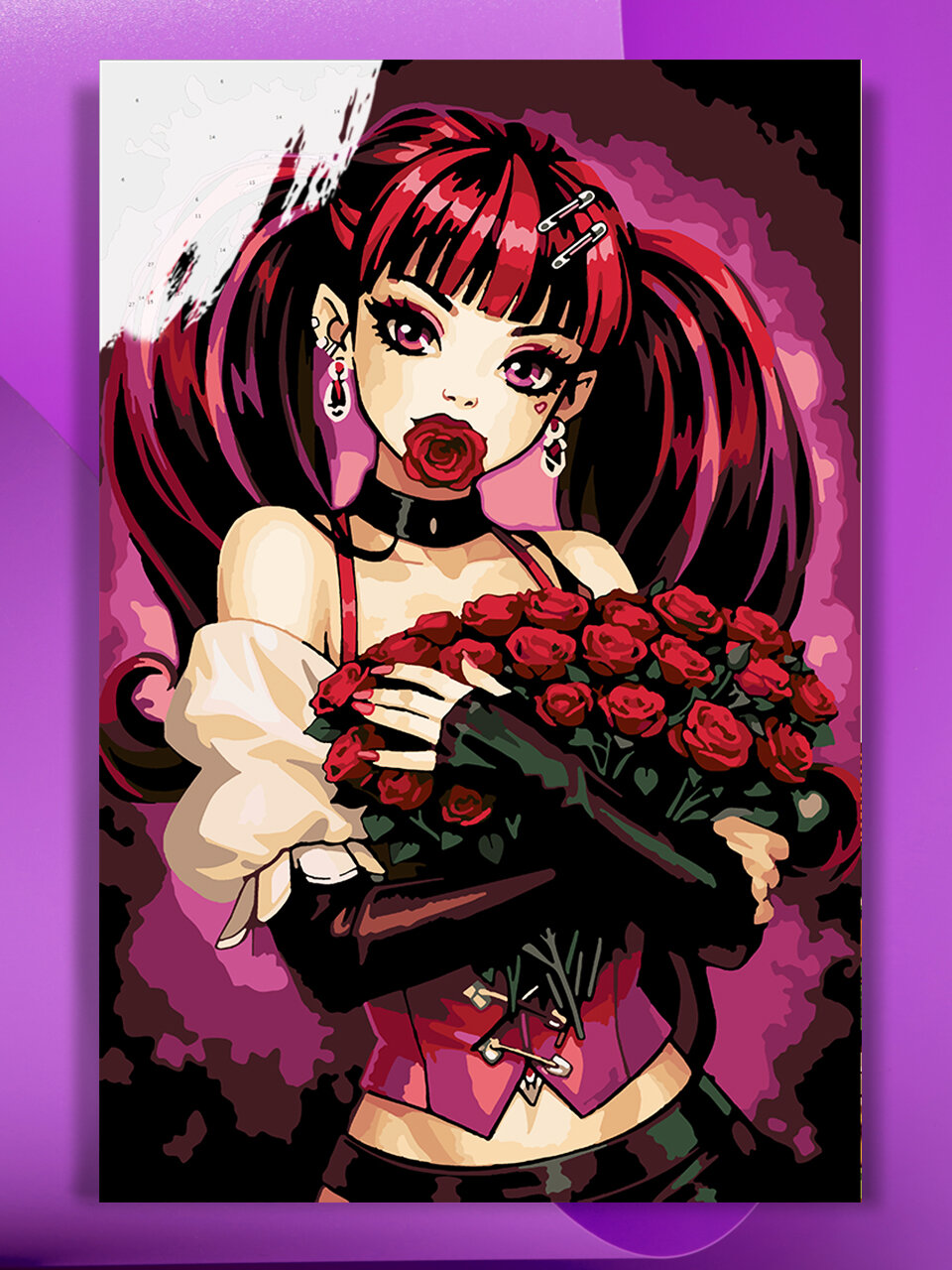 Картина по номерам на холсте Monster High - Цветочная Дракулаура, 40 х 60 см
