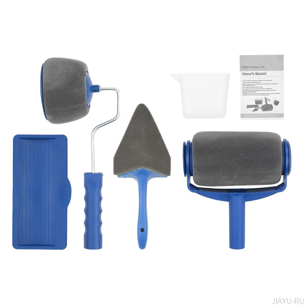 5 шт. Набор кистей для покраски: бесшовные валики и угловые инструменты в сине-серых тонах