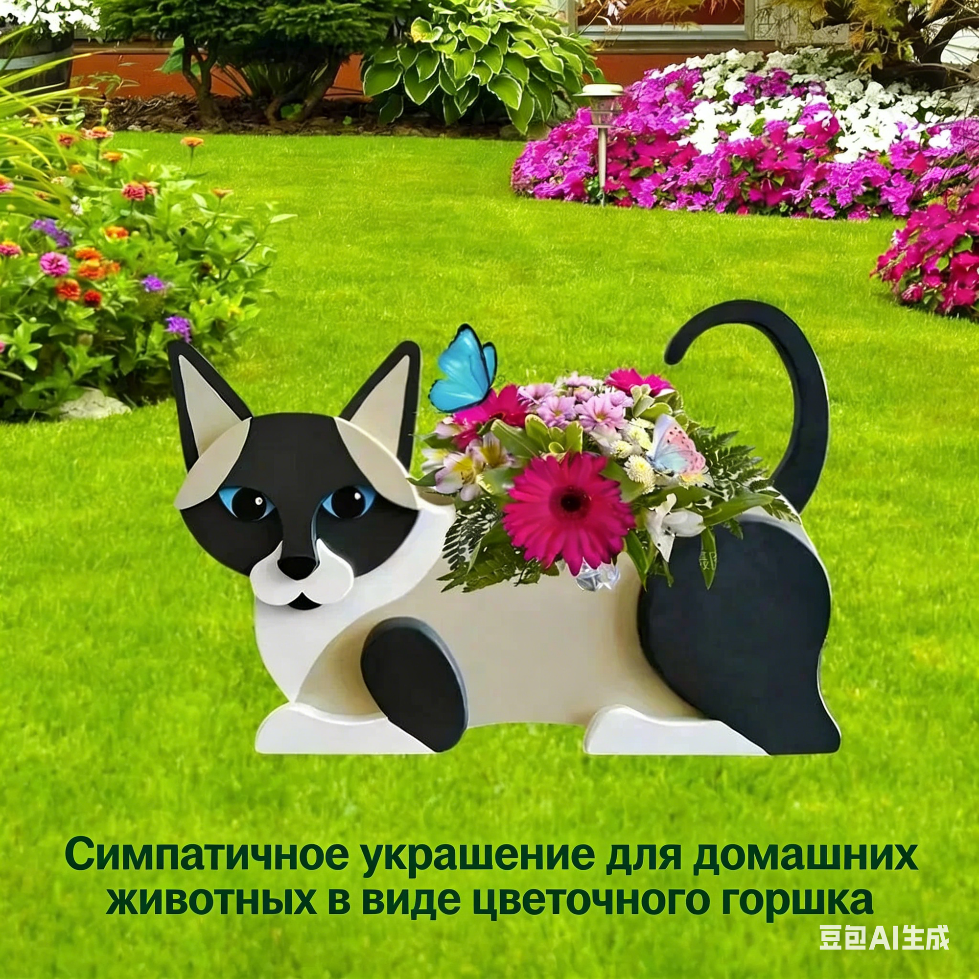 Симпатичное украшение для домашних животных в виде цветочного горшка, пластик, высота 34 см