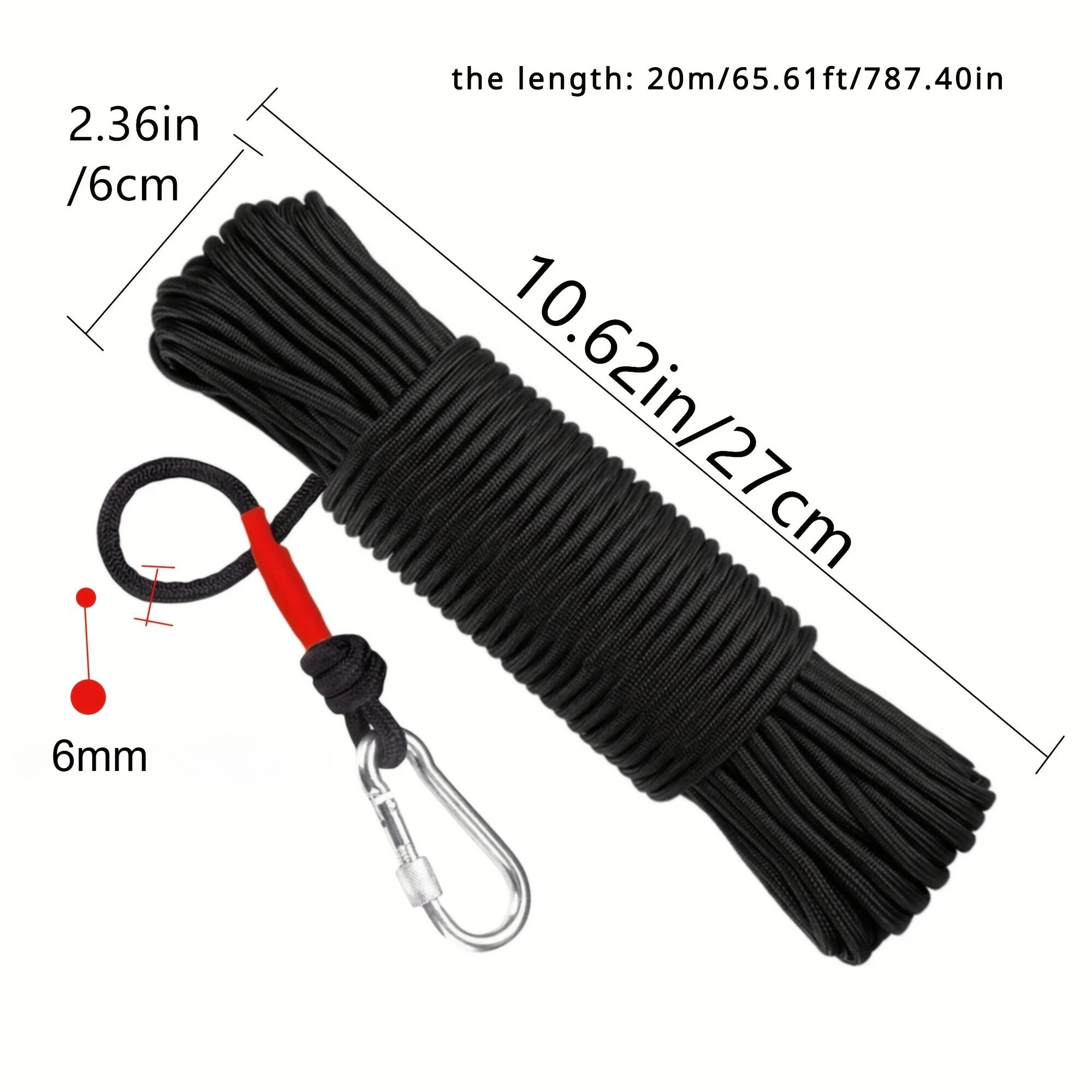Спасательная веревка Nylon 6 мм 20 м