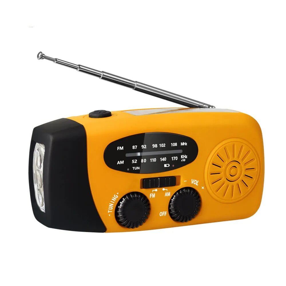 Milochic Магнитола Ручная рукоятка аварийного радио AM/FM радио солнечное радио для кемпинга путешествий на открытом воздухе, желтый