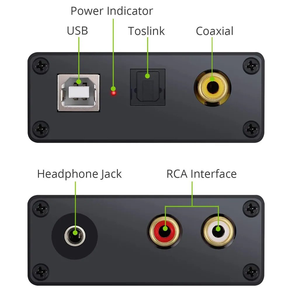 USB-SPDIF коаксиальный RCA и 3,5-мм разъем конвертер для Windows Mac Electronics Accessories (Чернить)