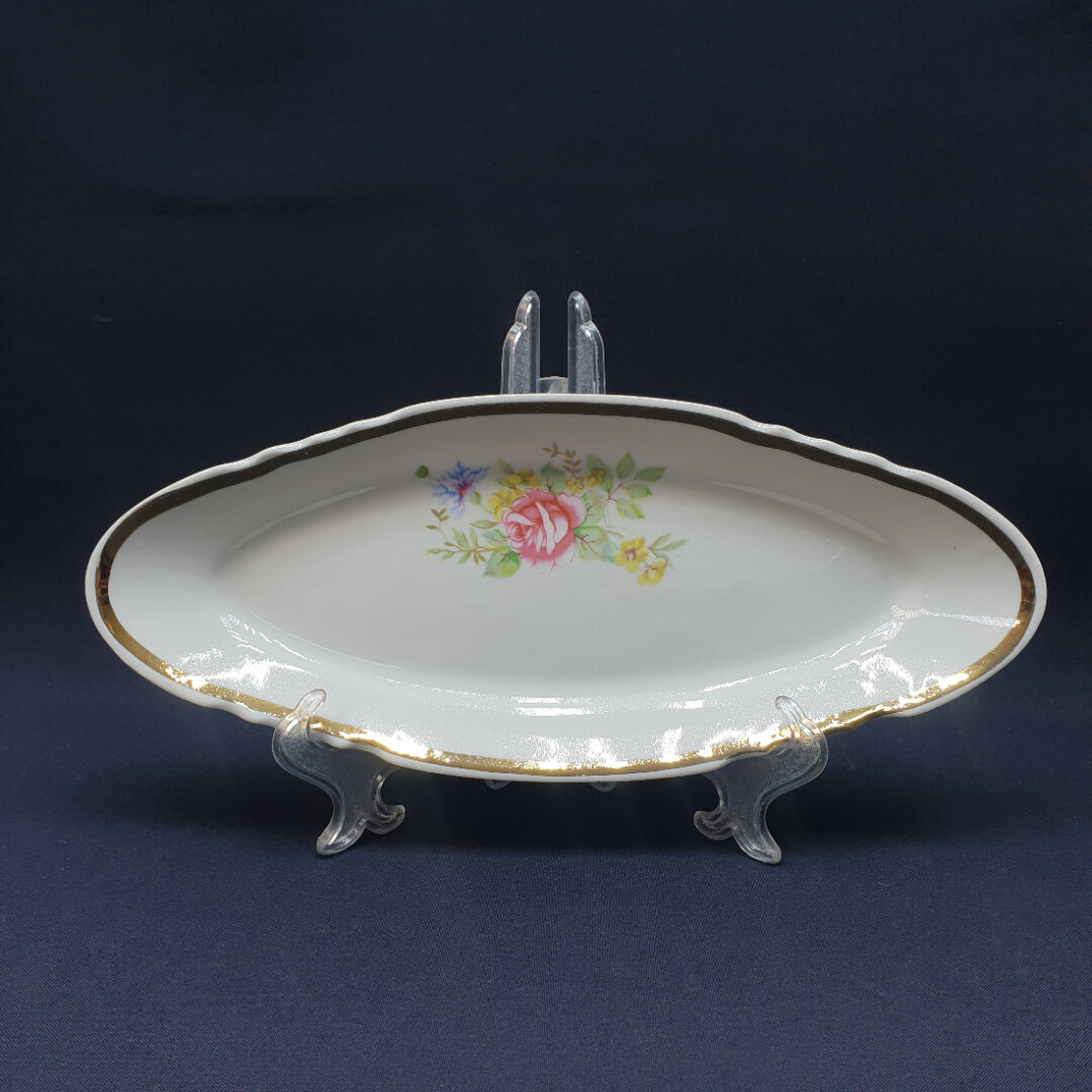 Винтажная селёдочница 29х12 см, Дулево, фарфор, СССР.