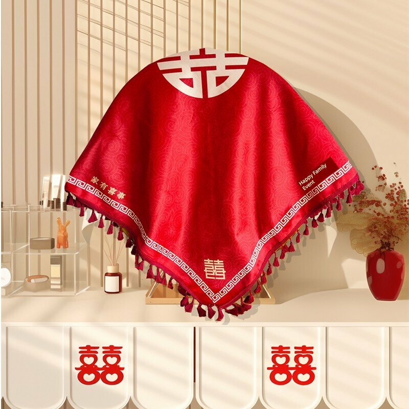 Винно-красная тканевая накидка с паетками для зеркала, размер 85x85 см, подходит для круглых зеркал диаметром более 55