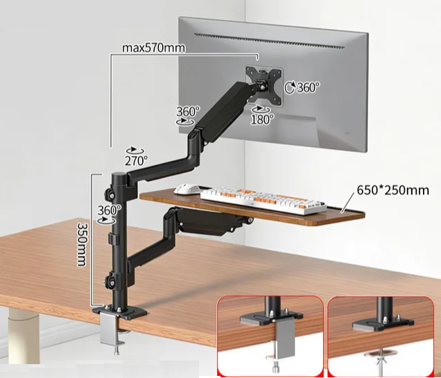 ONKRON G140 / KBM654 настольное рабочее место для монитора 13"-32" и клавиатуры , черный