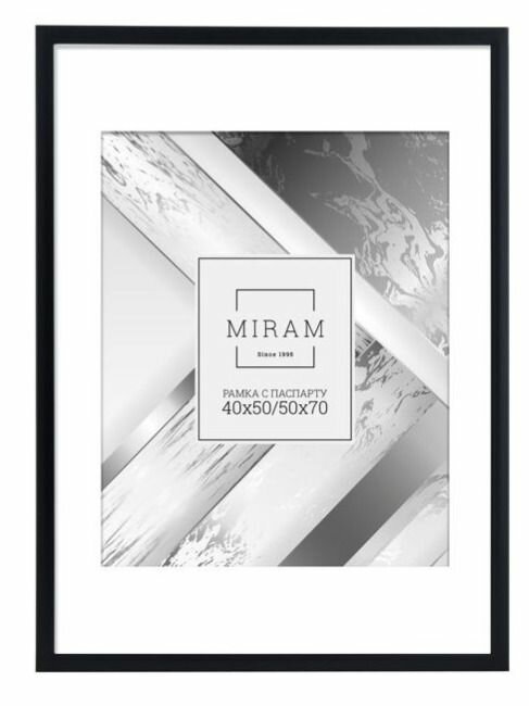Фоторамка MIRAM, 50x70 см, прямоугольная, с паспарту, черная
