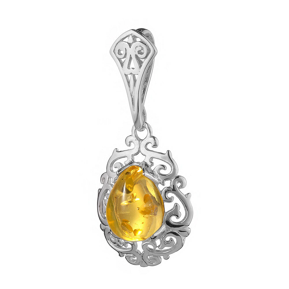 Подвеска, серебро, 925 проба, янтарь