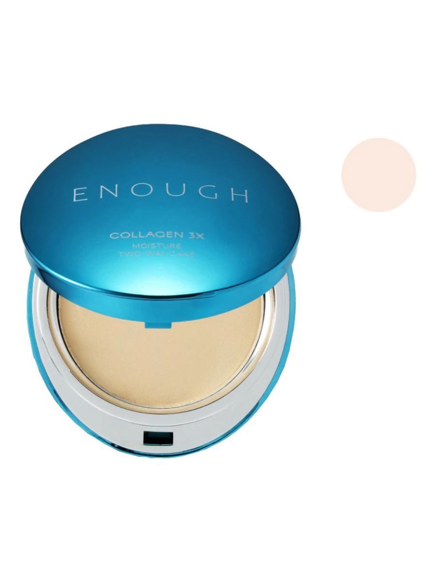 Пудра Enough 3x Collagen Moisture Two-way Cake SPF28 PA++ для лица + запасной блок увлажняющая, #13N, 2*13 г