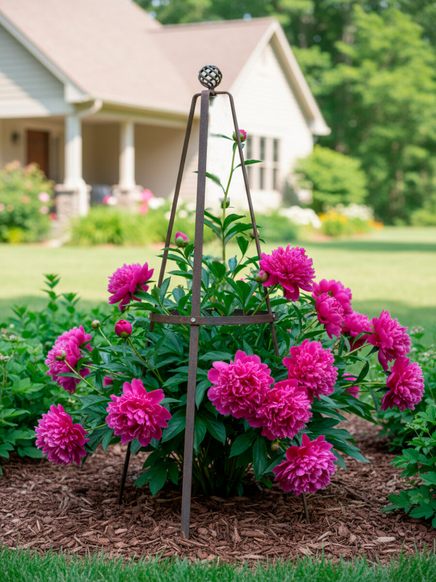 Обелиск Опора-держатель для растений разборная, металлическая, с ржавым напылением