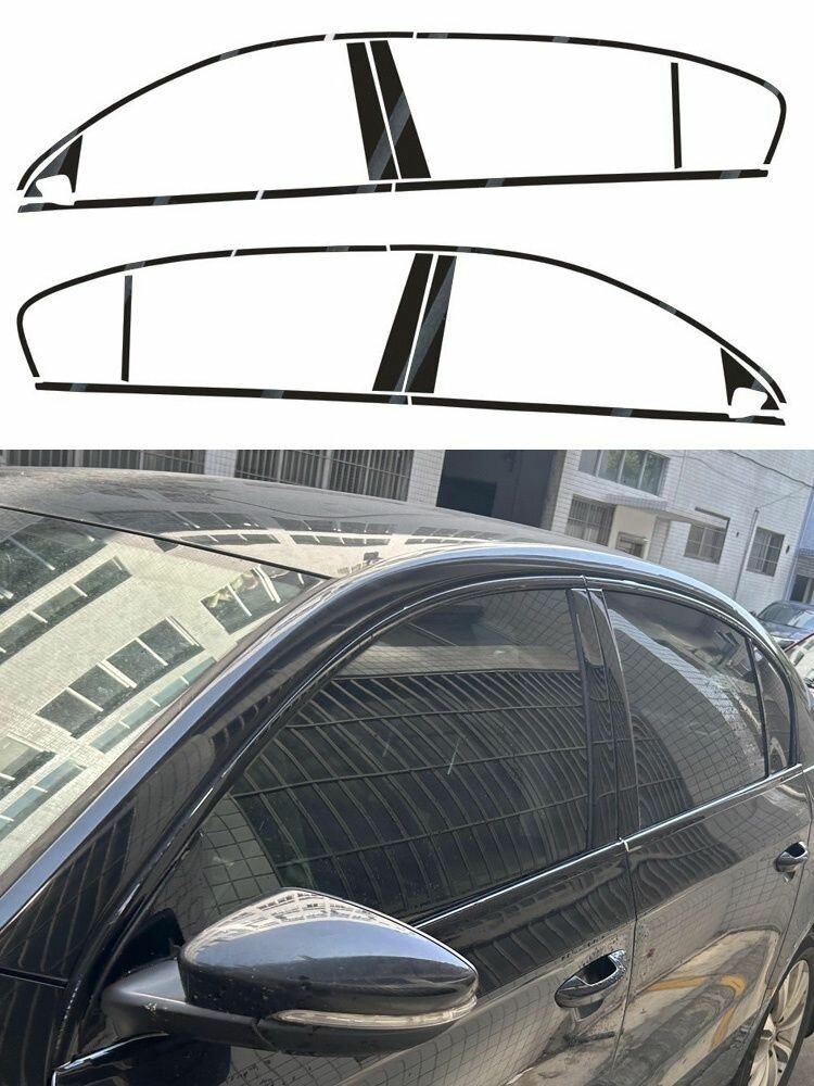 Виниловая накладка Chrome Delete для тонировки оконных молдингов Volkswagen Passat B7 2012-2017 , глянцевая черная