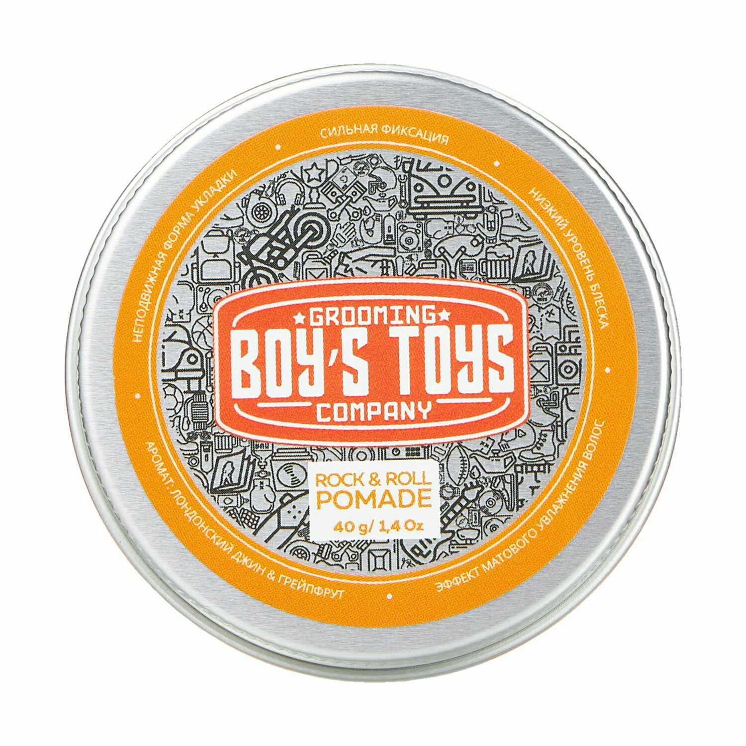 Помада BOYS TOYS для укладки волос сильной фиксации со средним уровнем блеска Custom Pomade Strong Hold, 40 мл