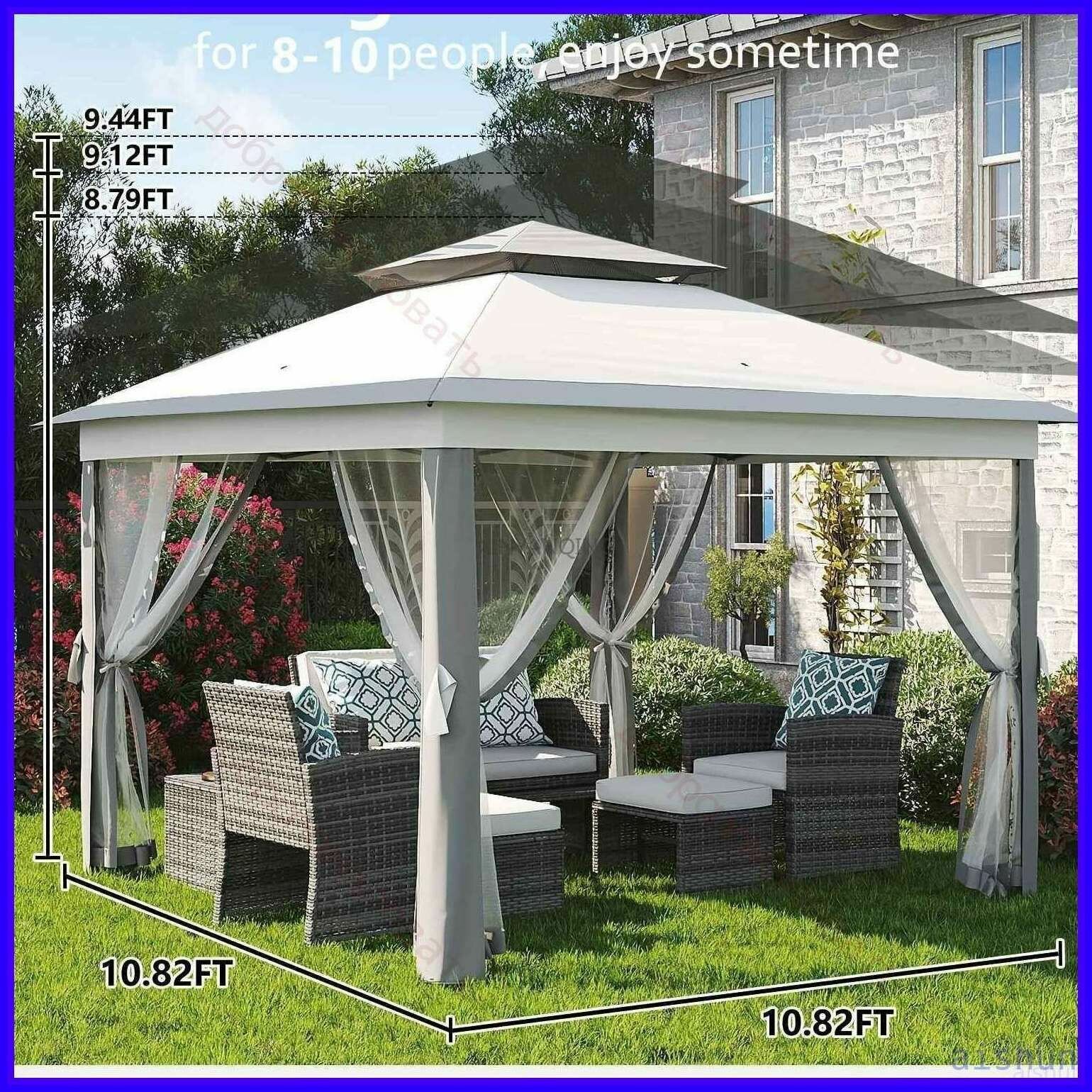 Беседка 3.3x3.3 м с москитной сеткой и регулируемой высотой усиленный каркас, быстросборная конструкция для дачи, террасы, сада и мероприятий