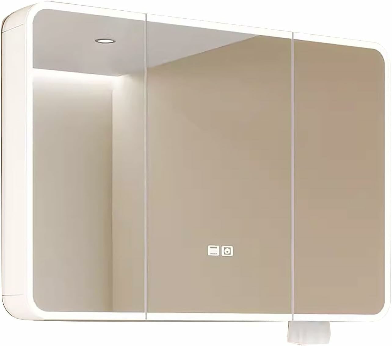 Зеркальный шкаф для ванной с LED-подсветкой, функцией антизапотевания и полкой для косметики, 110x70x13 см