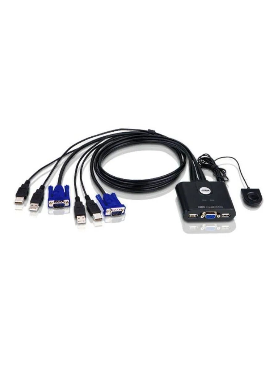 Двухпортовый кабельный USB-KVM-переключатель Aten CS22U, USB Type-A (Male), VGA (HDB-15 Male)