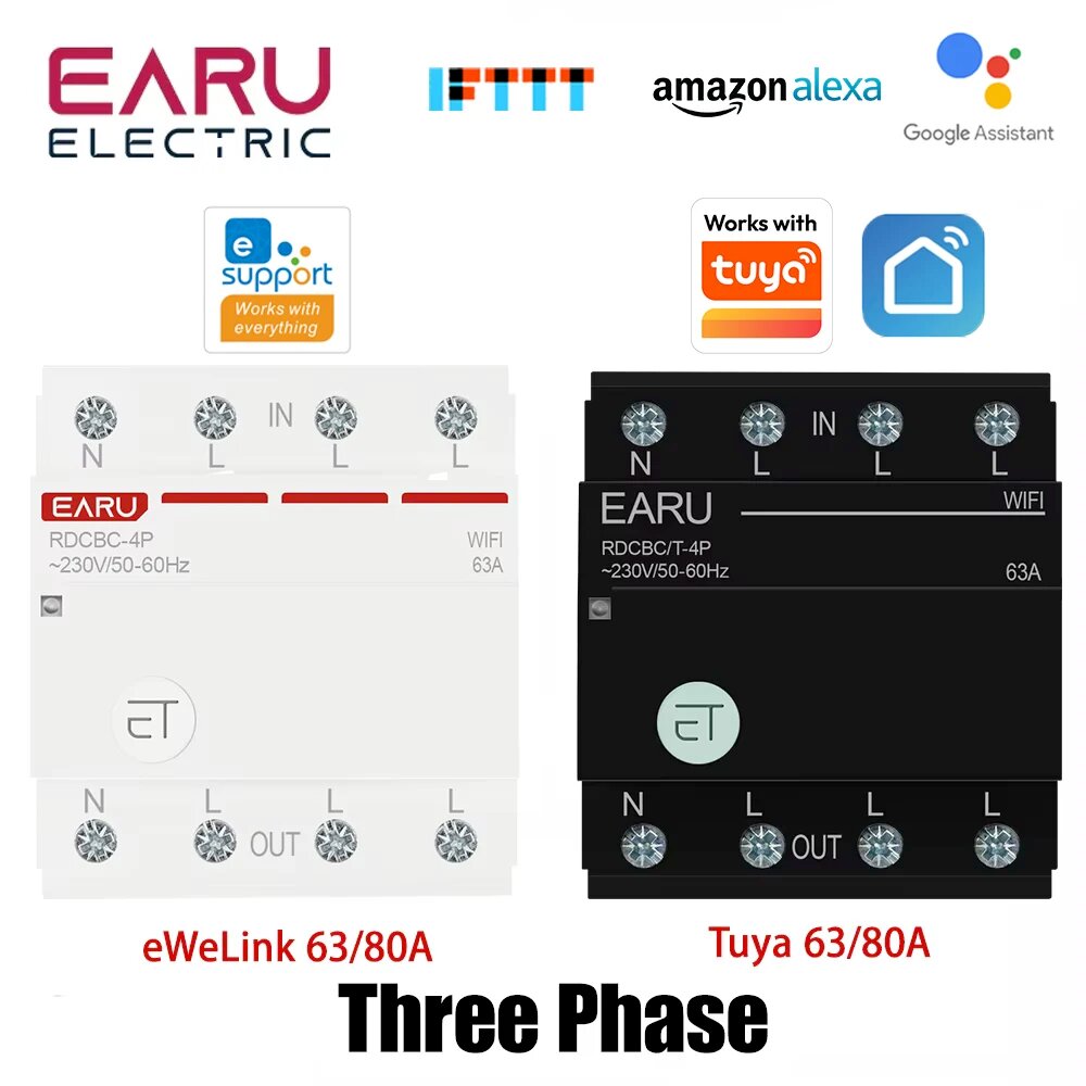 Wi-Fi умный выключатель EARUELECTRIC для умного дома eWelink (White), 80А