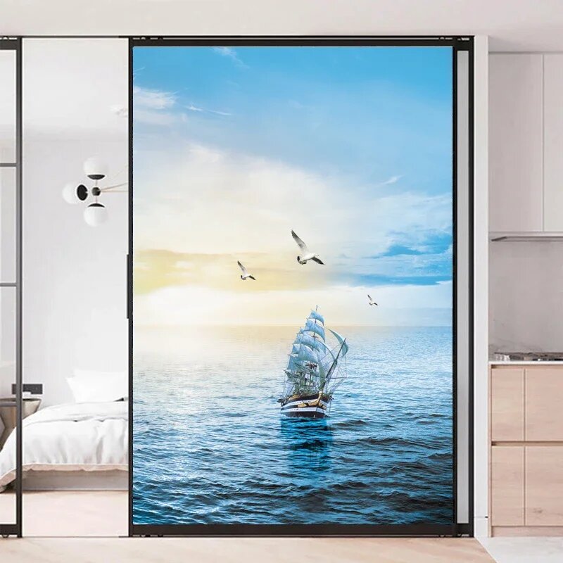 Статическая плёнка для окон LXDWEI морской пейзаж 70x100cm WxH