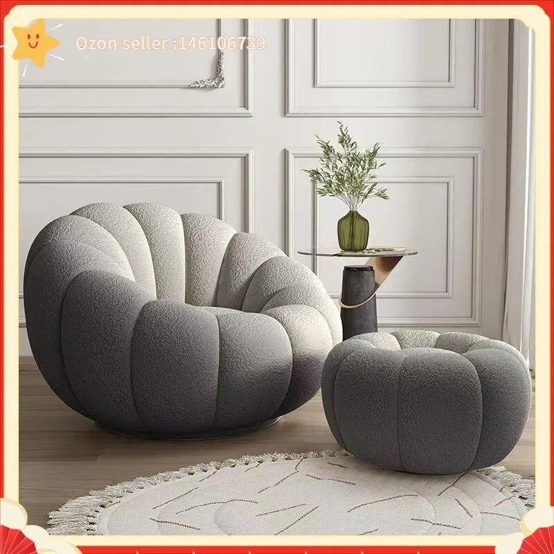 Кресло-мешок Диван, Мех искусственный, Размер XXXXL, серый, черно-серый,90*60*88