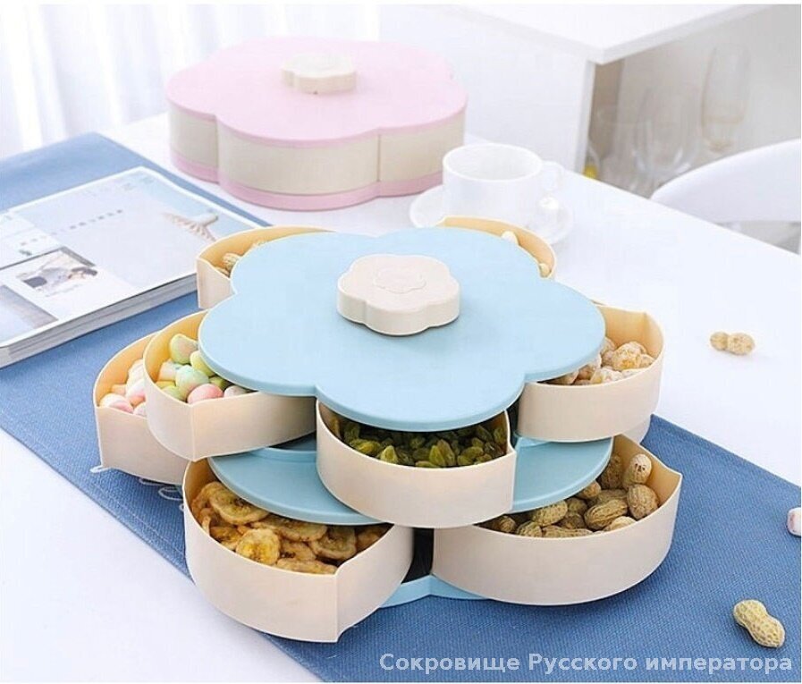 Менажница двухъярусная раздвижная/ органайзер для сухофруктов/ для сладостей